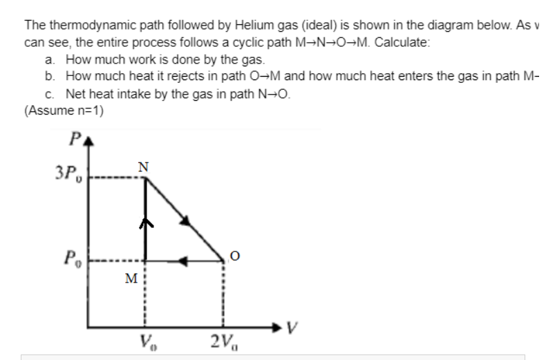 Solved The thermodynamic path followed by Helium gas (ideal) | Chegg.com