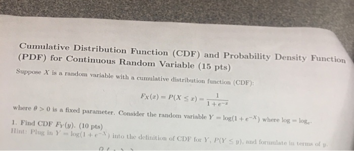 Solved Cumulative Distribution Function Cdf And