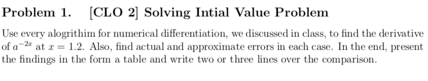 Solved Problem 1. [CLO 2] Solving Intial Value Problem Use | Chegg.com