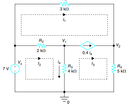 Solved Use mesh analysis to find I1,I2,I3 and V1 and V2. | Chegg.com