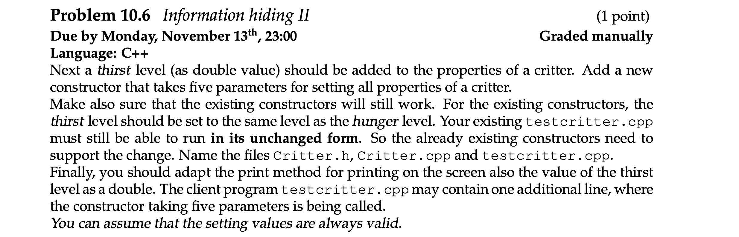 Solved Problem 10.6 Information hiding II (1 point) Due by | Chegg.com