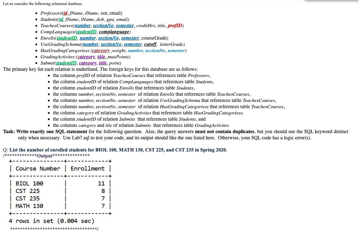 Solved Let Us Consider The Following Relational Database • 3308