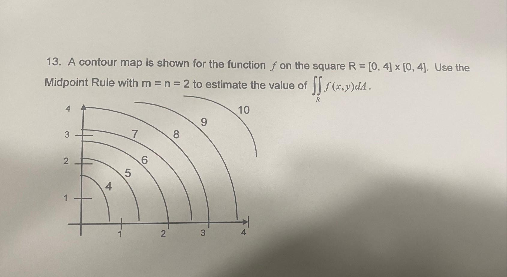 Solved 13. A contour map is shown for the function f on the | Chegg.com
