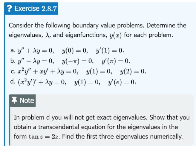 Solved Consider the following boundary value problems. | Chegg.com Solved Consider the following boundary value problems. | Chegg.com