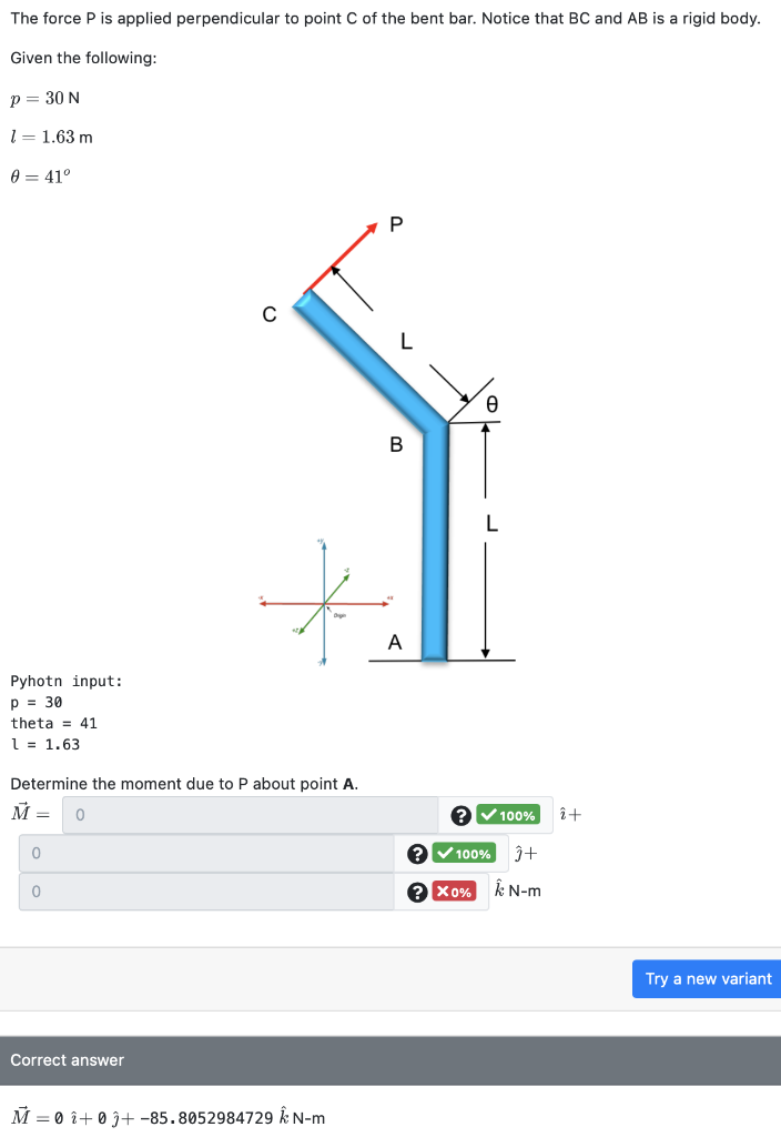 Solved The force P is applied perpendicular to point of the | Chegg.com