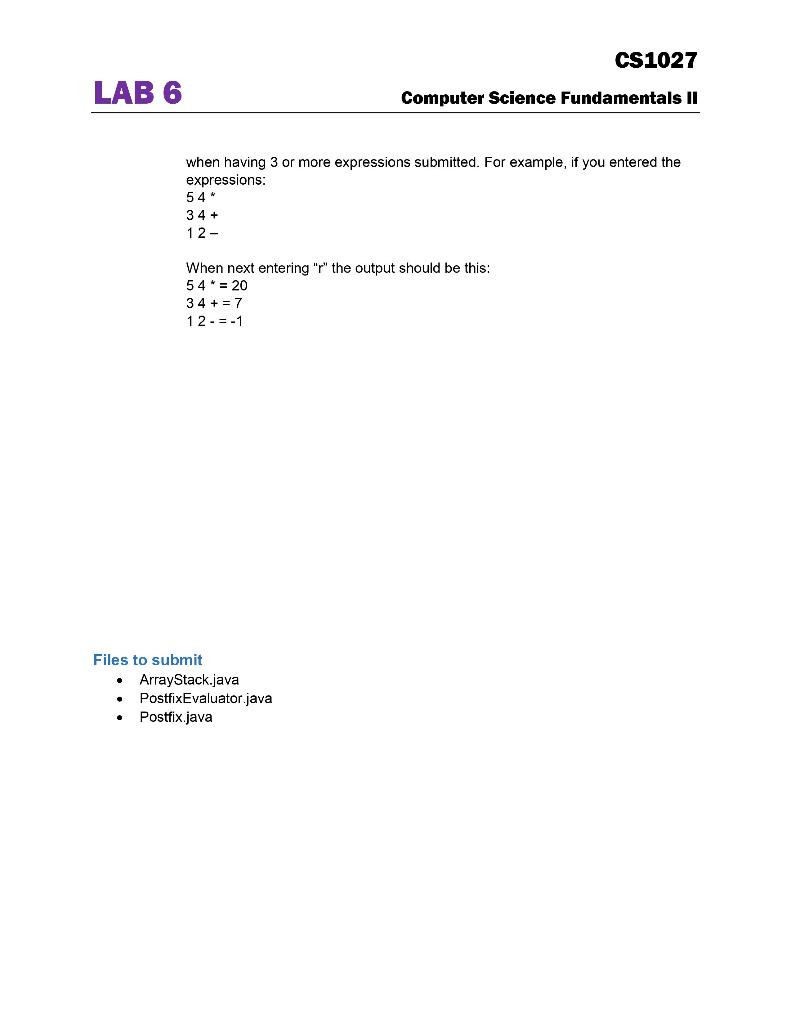 Solved CS1027 LAB 6 Computer Science Fundamentals II | Chegg.com