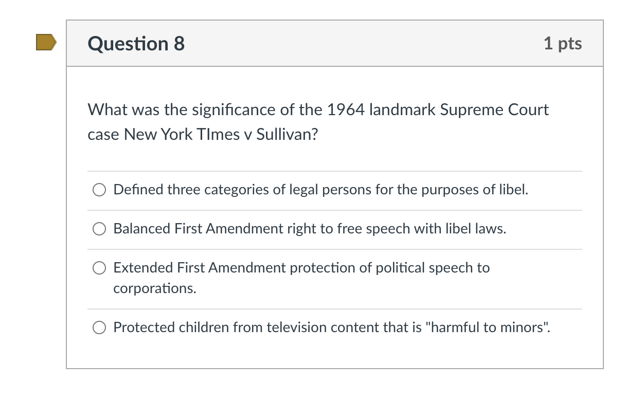 Question 8 1 pts What was the significance of the | Chegg.com