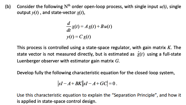 b) Consider the following Nth order open-loop | Chegg.com