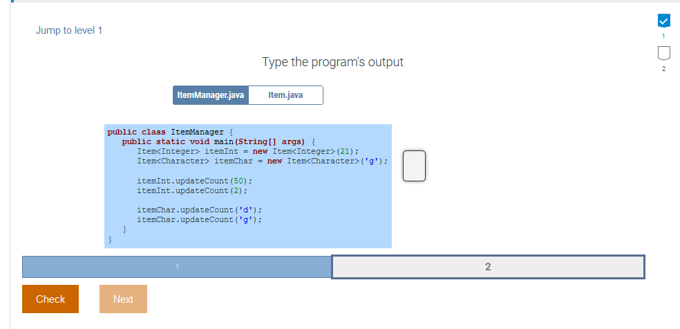 Solved Jump To Level 1 Type The Programs Output Item 
