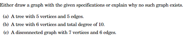 Solved Either draw a graph with the given specifications or | Chegg.com