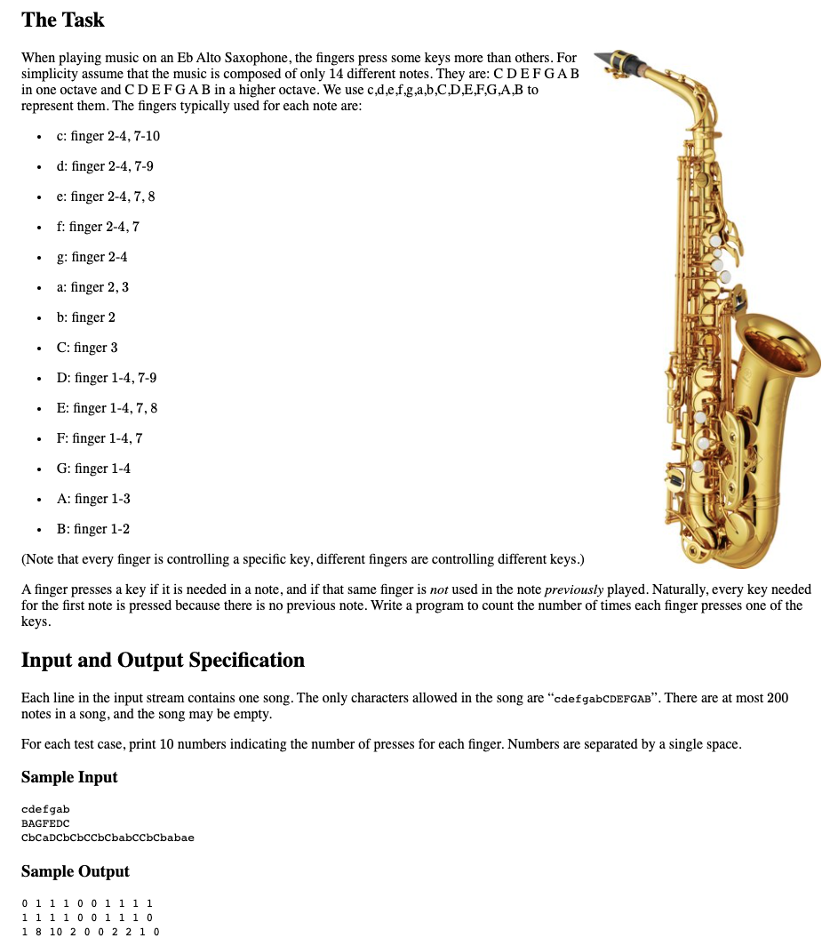 Solved The Task When playing music on an Eb Alto Saxophone, | Chegg.com