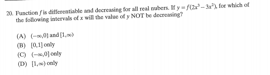 Solved 20. Function fis differentiable and decreasing for | Chegg.com