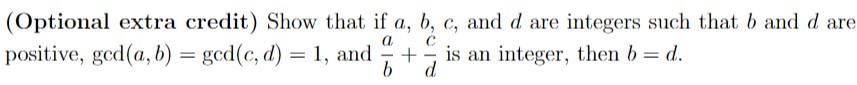 Solved (Optional extra credit) Show that if a,b,c, and d are | Chegg.com