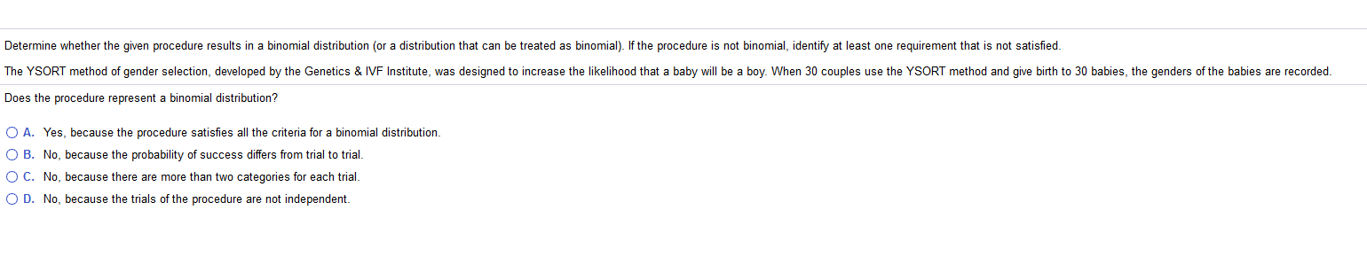 Solved Determine whether the given procedure results in a | Chegg.com