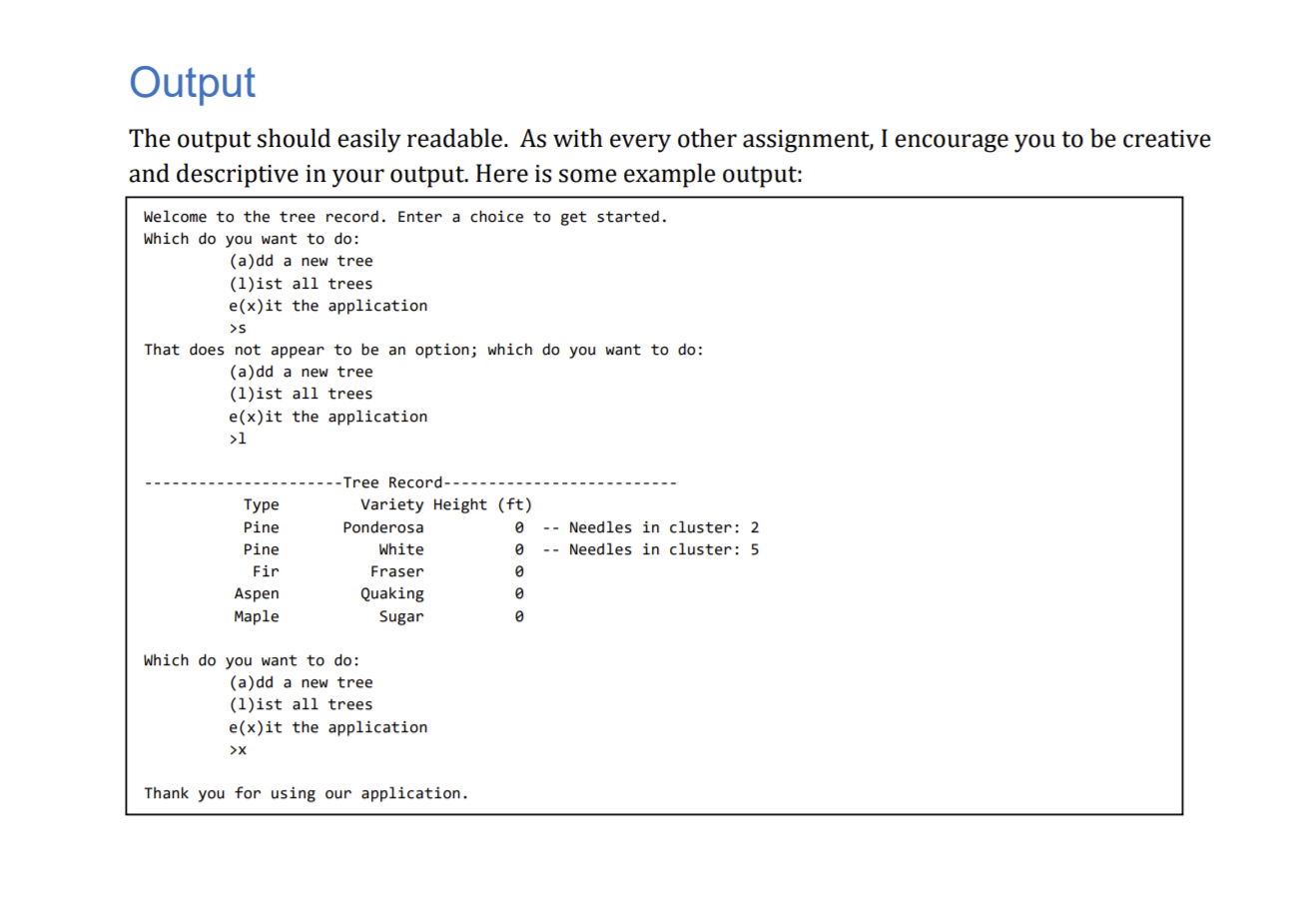 Solved Assignment Week 13: Tree Record Application In this | Chegg.com