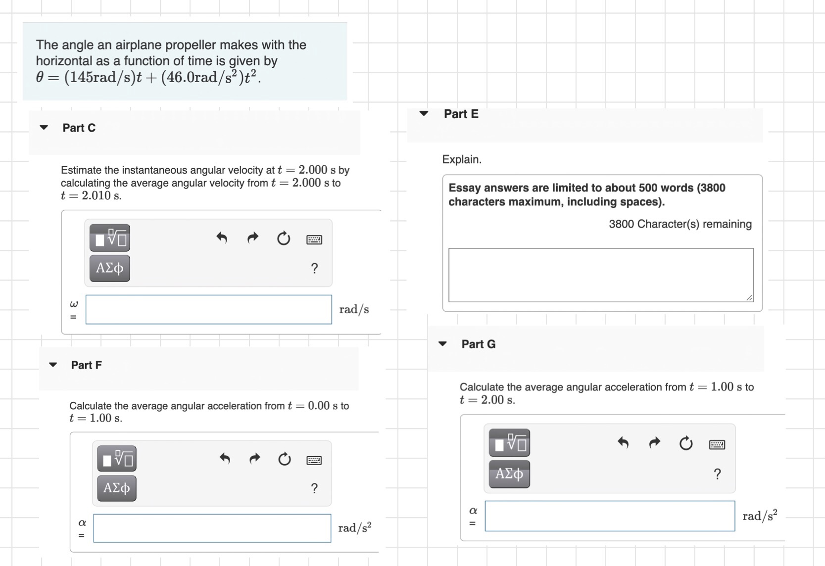 Solved The angle an airplane propeller makes with the | Chegg.com