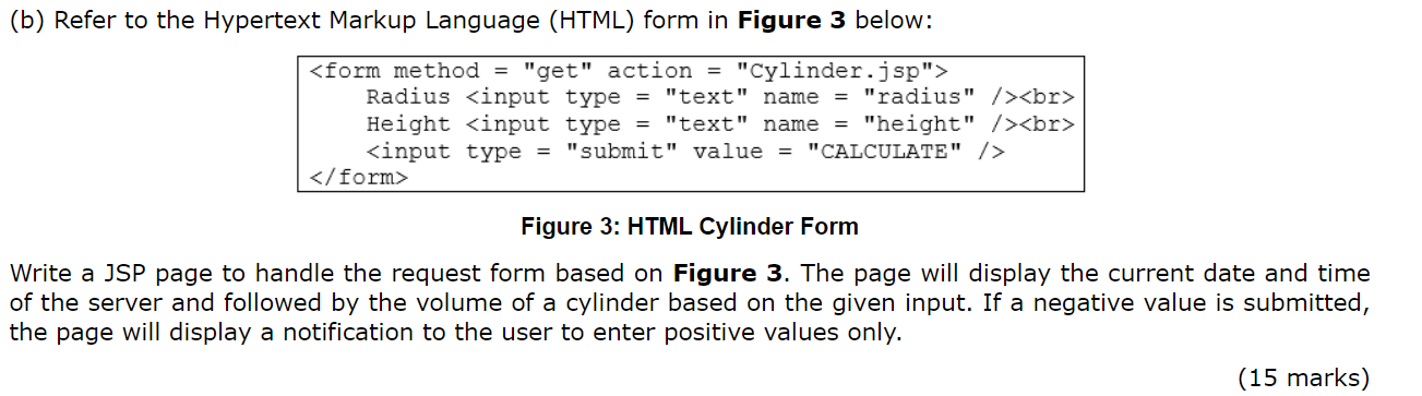 Solved (b) Refer to the Hypertext Markup Language (HTML) | Chegg.com