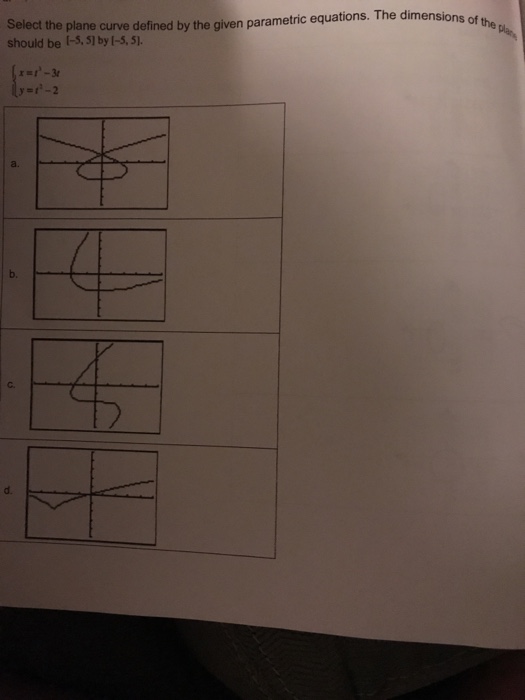 Solved elect the plane curve defined by the given parametric | Chegg.com