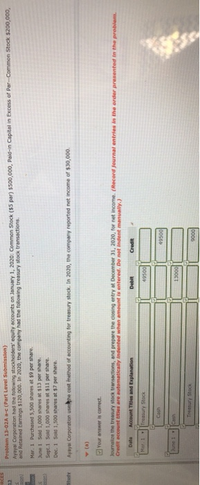 Solved Problem 13-02A a-c (Part Level Submission) Mar. I | Chegg.com