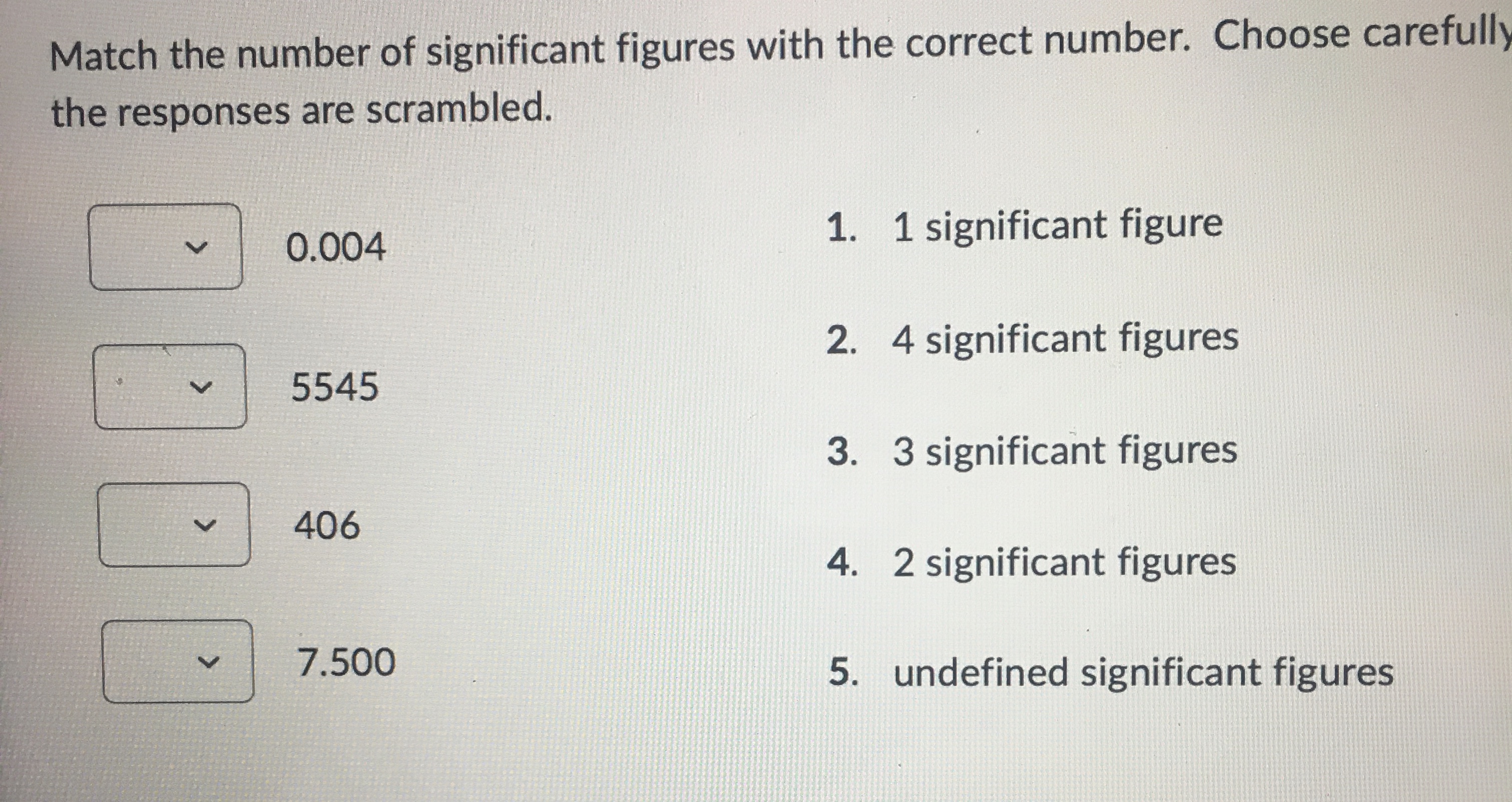 Solved Match the number of significant figures with the | Chegg.com