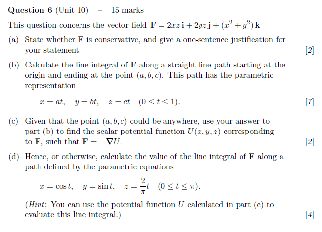 Solved [2] Question 6 (Unit 10) 15 marks This question | Chegg.com