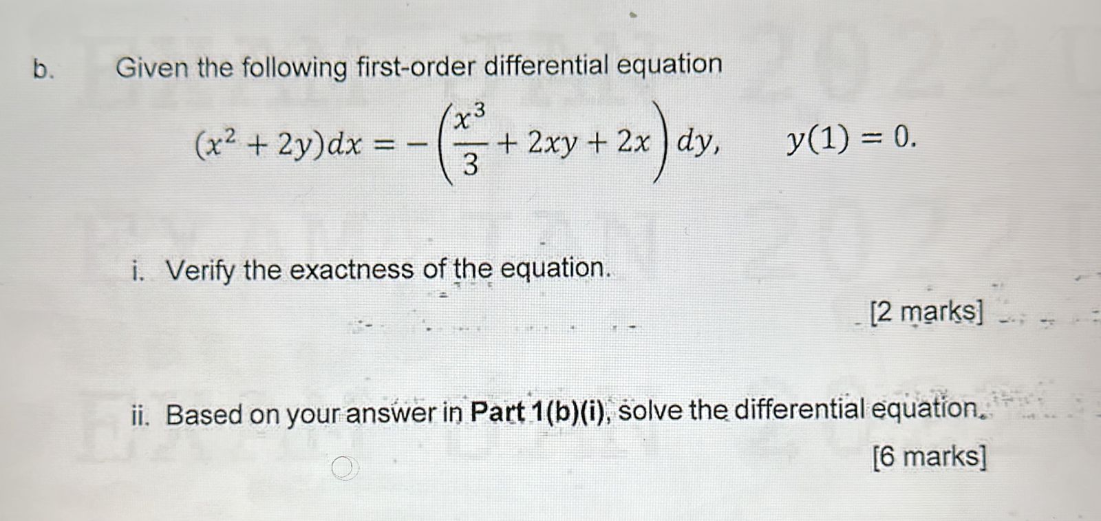 Solved Given the following first-order differential equation | Chegg.com