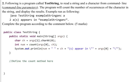 Solved 2. Following is a program called TestString, to read | Chegg.com