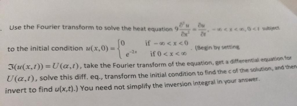 Solved { el Use the Fourier transform to solve the heat | Chegg.com