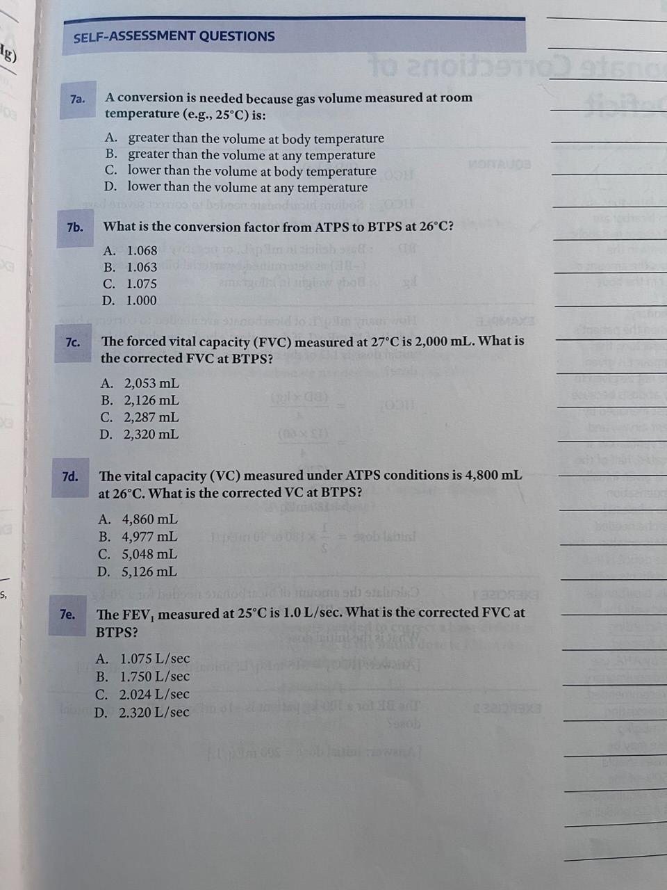 Solved 7a. A conversion is needed because gas volume | Chegg.com