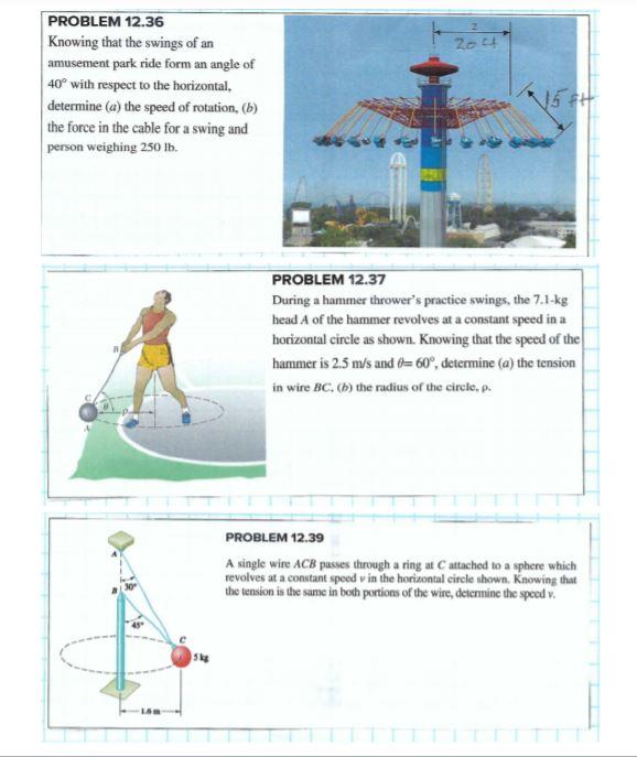Solved 2o4 PROBLEM 12.36 Knowing that the swings of an | Chegg.com