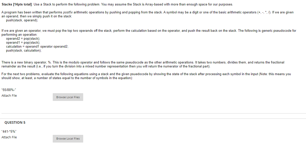 Solved Stacks [14pts total]: Use a Stack to perform the | Chegg.com