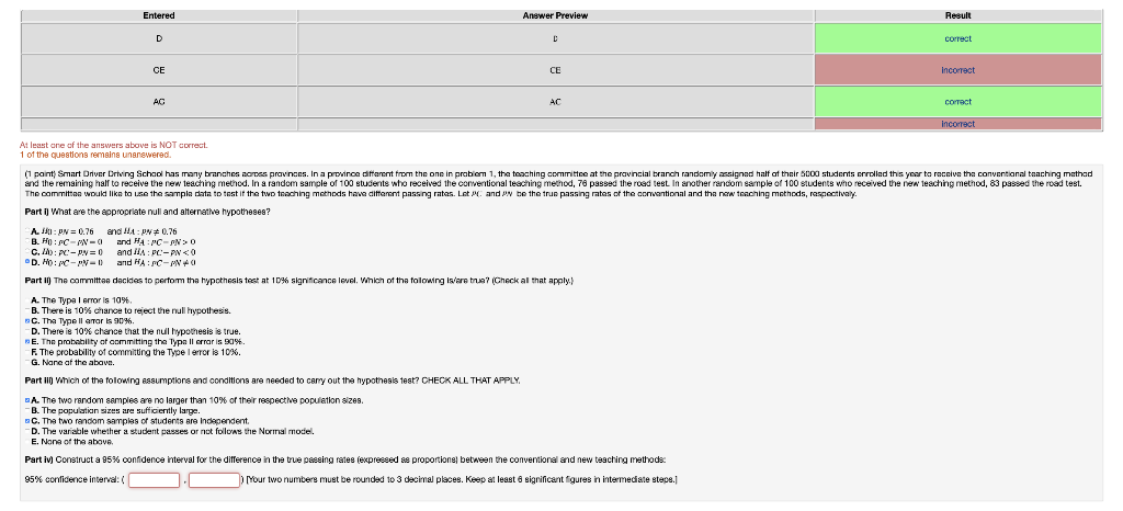 Solved Entered Answer Preview Result Correct Incorrect