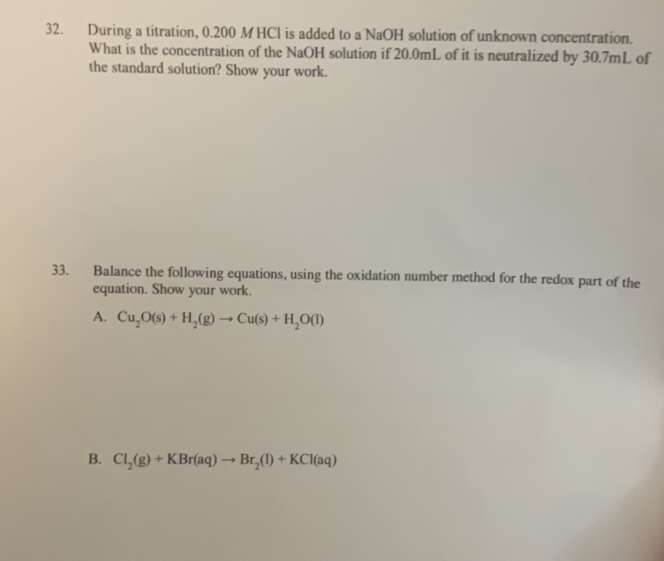 Solved For each redox reaction below, determine the | Chegg.com