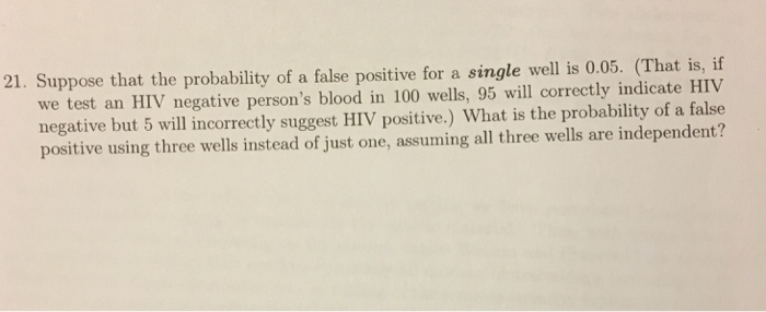Solved 21. Suppose that the probability of a false positive | Chegg.com