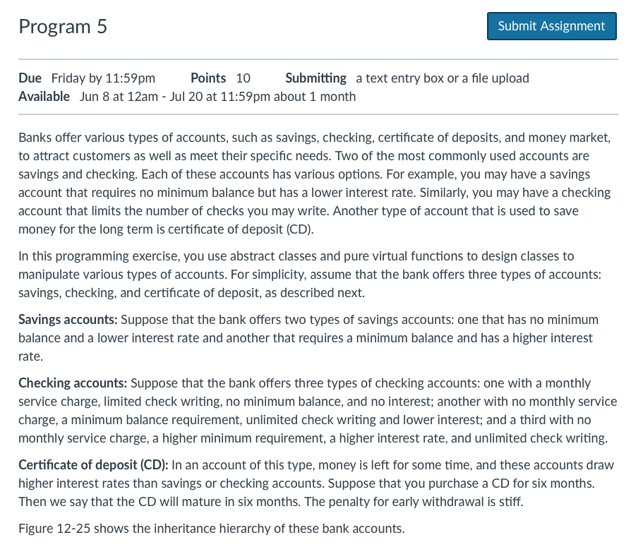 Solved Program5 Submit Assignment Due Friday by 11:59pm | Chegg.com