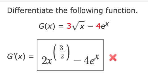 Solved Differentiate the following function. | Chegg.com