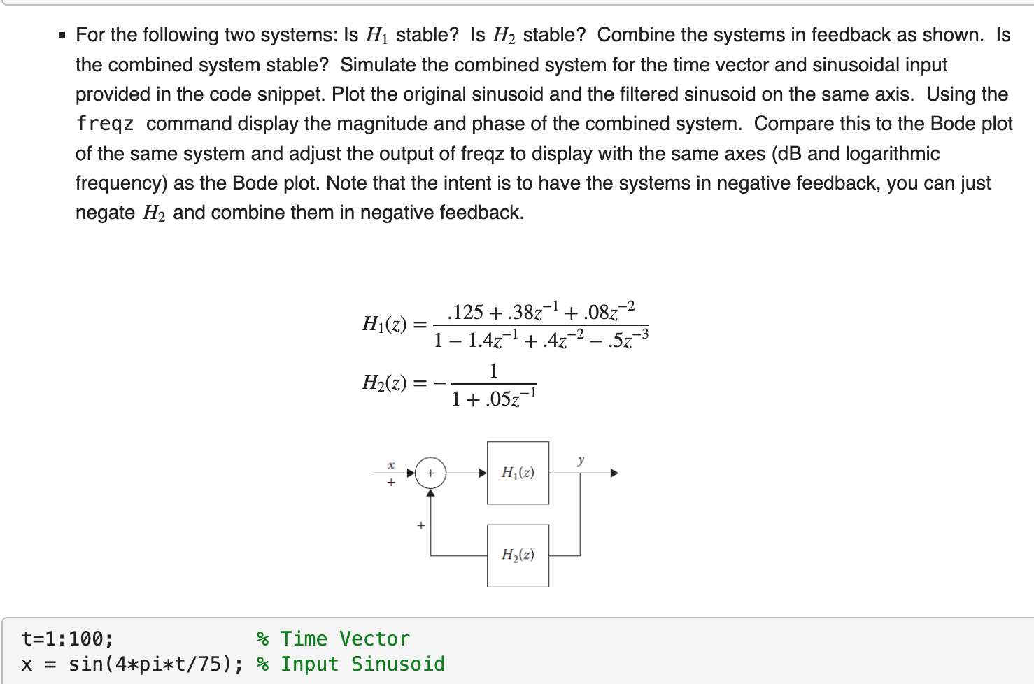 - For the following two systems: Is H1 stable? Is H2 | Chegg.com