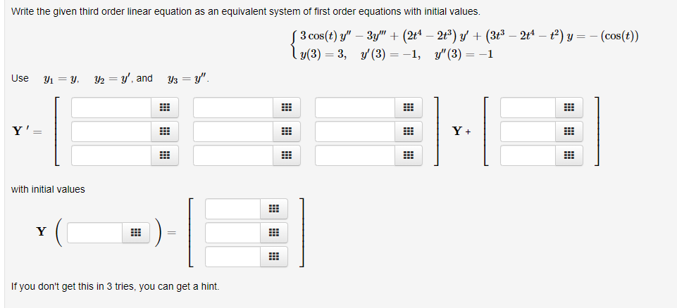 Solved Write the given third order linear equation as an | Chegg.com