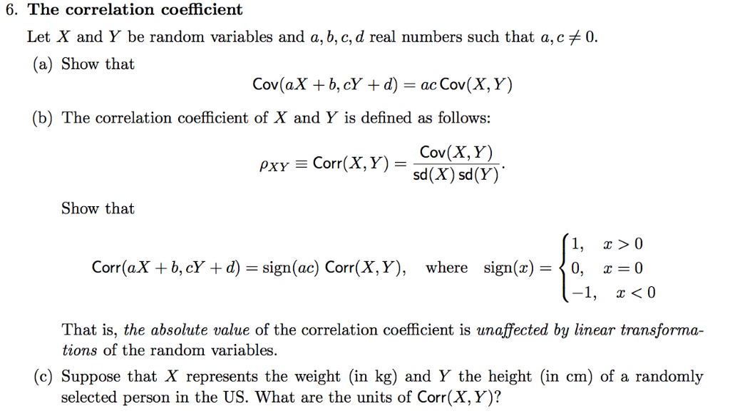 Solved 6. The correlation coefficient Let X and Y be random | Chegg.com