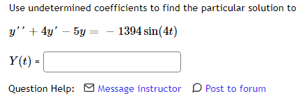 Solved Use undetermined coefficients to find the particular | Chegg.com
