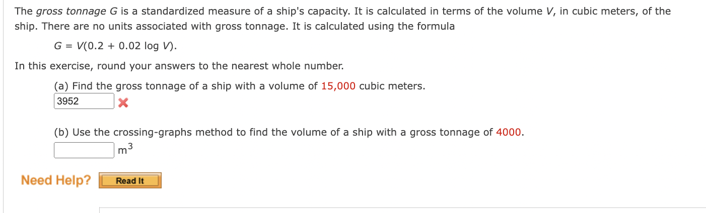 Solved The gross tonnage G is a standardized measure of a | Chegg.com