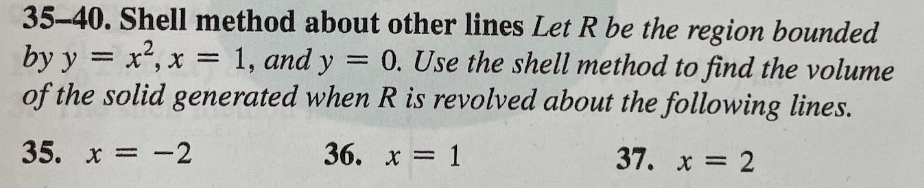 Solved 35-40. Shell method about other lines Let R be the | Chegg.com