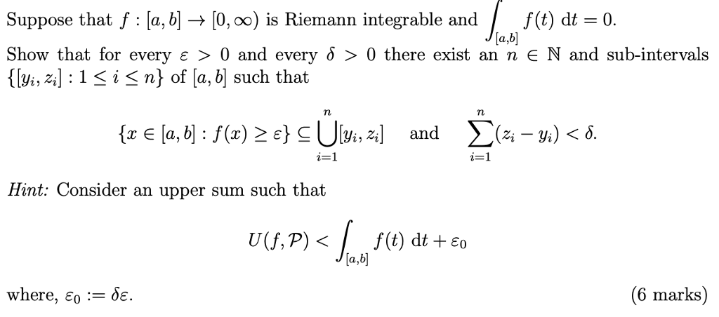 Solved Suppose that f a, b0, oo) is Riemann integrable | Chegg.com