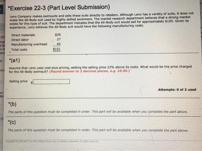 Solved Exercise 22-3 b. Assume that Leno uses target | Chegg.com