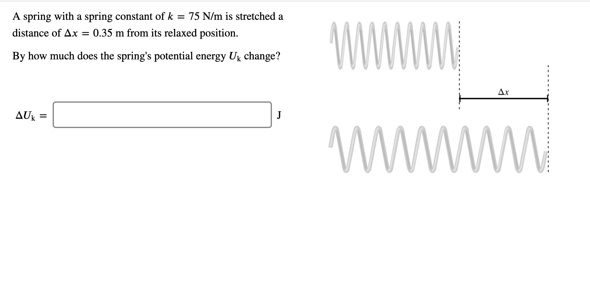 Solved A spring with a spring constant of k = 75 N/m is | Chegg.com