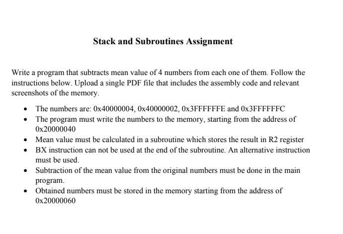 Solved Stack and Subroutines Assignment Write a program that | Chegg.com
