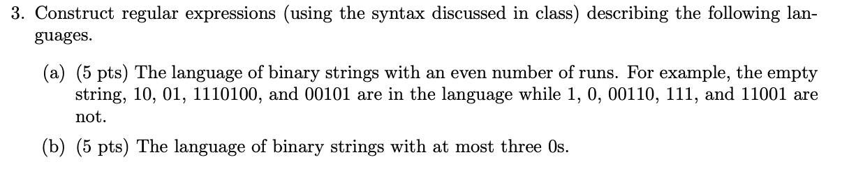 Solved 3 Construct Regular Expressions Using The Syntax 