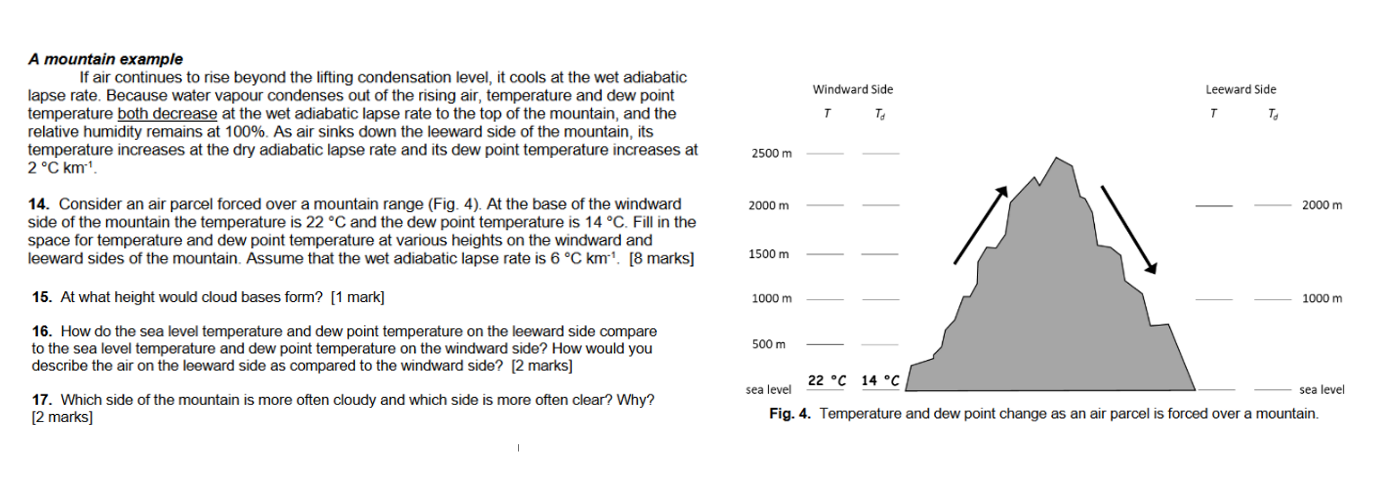 Solved A mountain exampleIf air continues to rise beyond the | Chegg.com