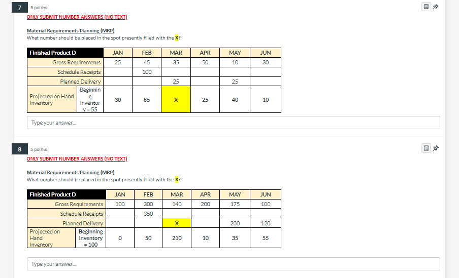 Solved Material Requirements Planning (MRP). What number | Chegg.com