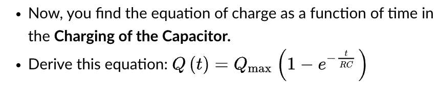 Solved - Now, you find the equation of charge as a function | Chegg.com